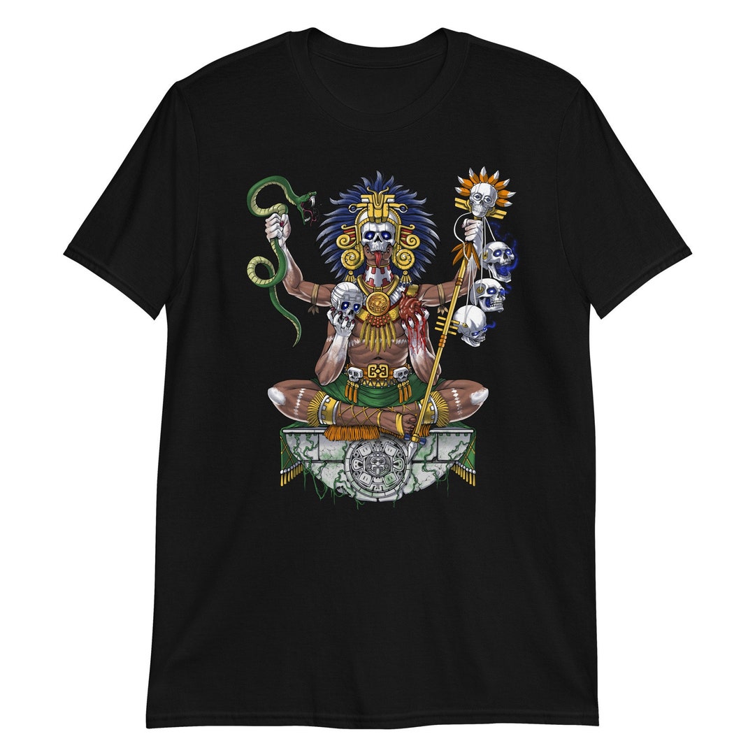 Aztec Warrior Shirt, Aztec Shaman Shirt, Mayan Mens Shirt, Aztec Skull ...