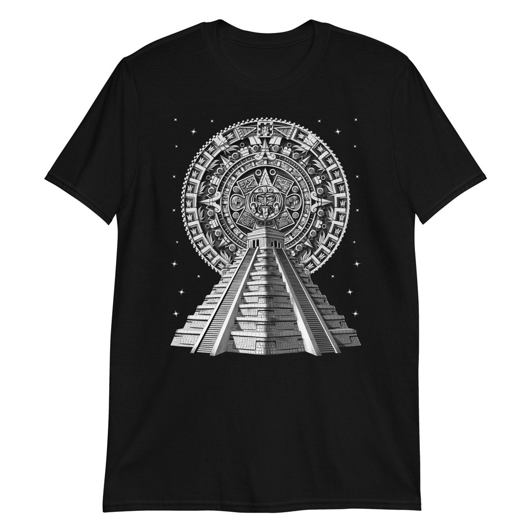 Aztec Pyramid T-shirt, Aztec Calendar Shirt, Aztec Mythology Shirt ...