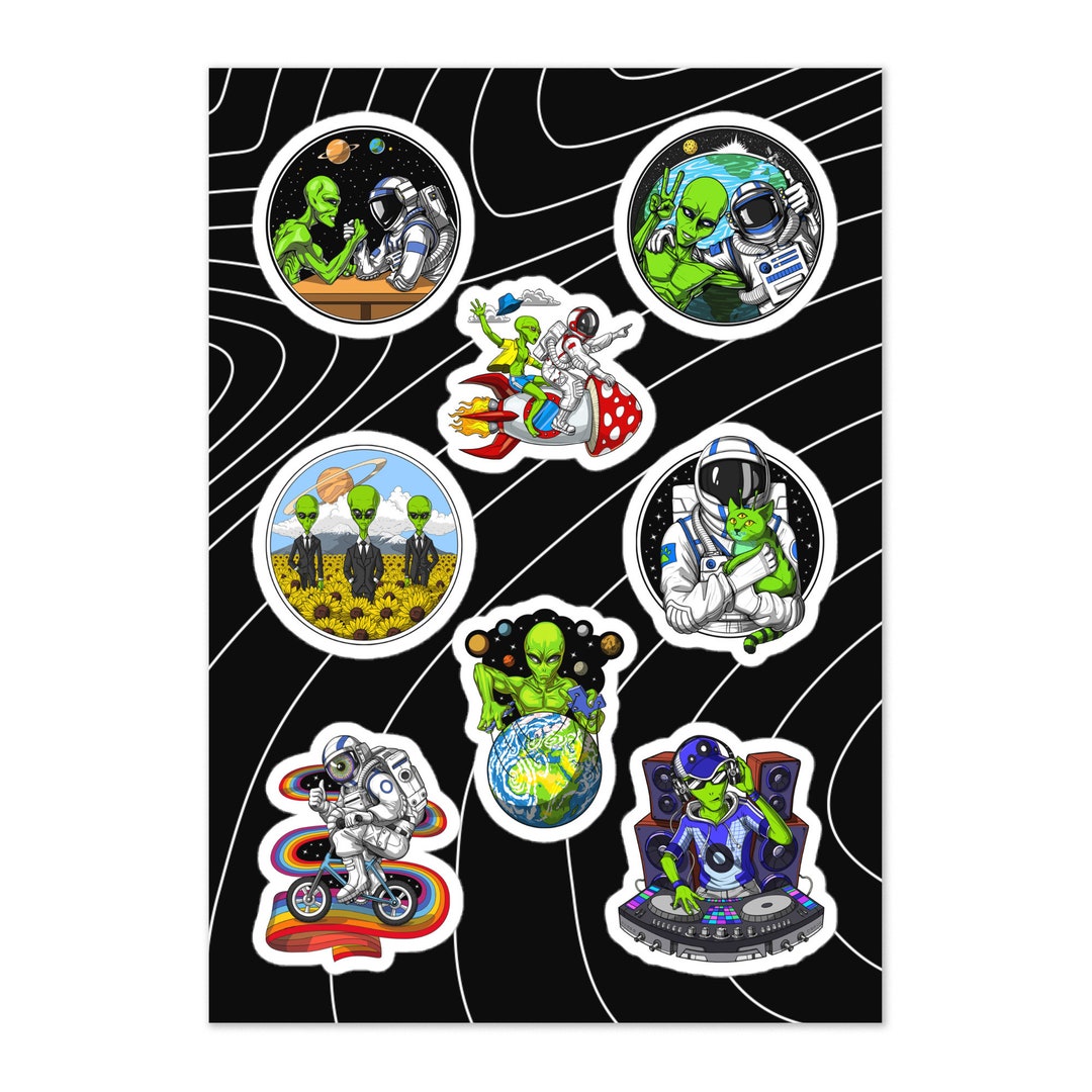 Astronaut Sticker Sheet Space Aliens Sticker Bundle Aliens - Etsy