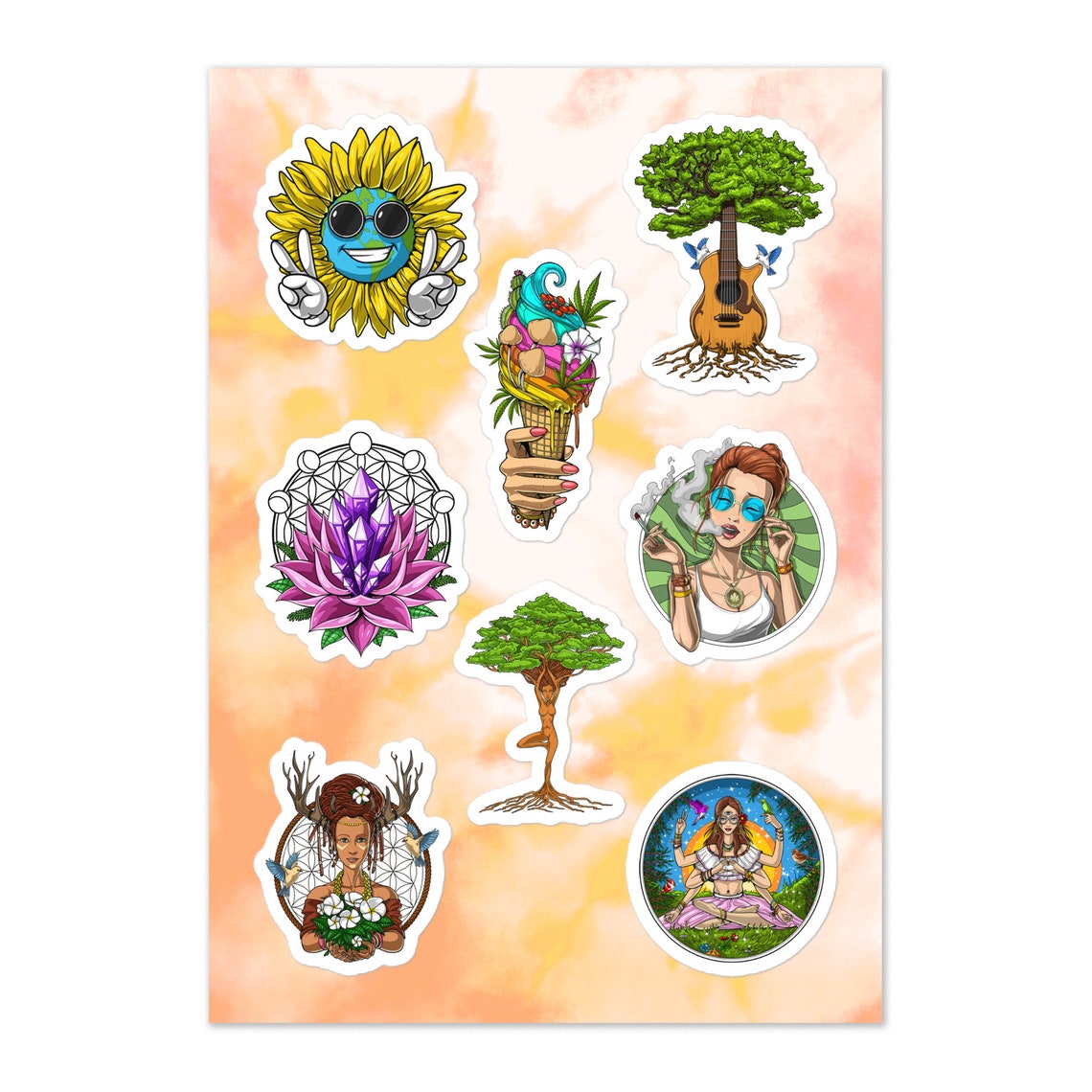 Hippie Floral Sticker Sheet Flowers Sticker Bundle Nature - Etsy