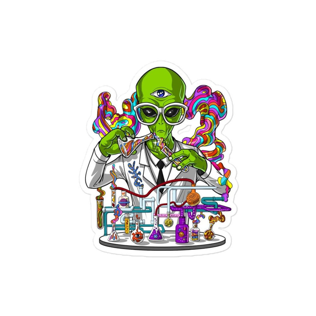 Psychedelic Alien Sticker - Scientist Sticker - Laboratory Sticker ...