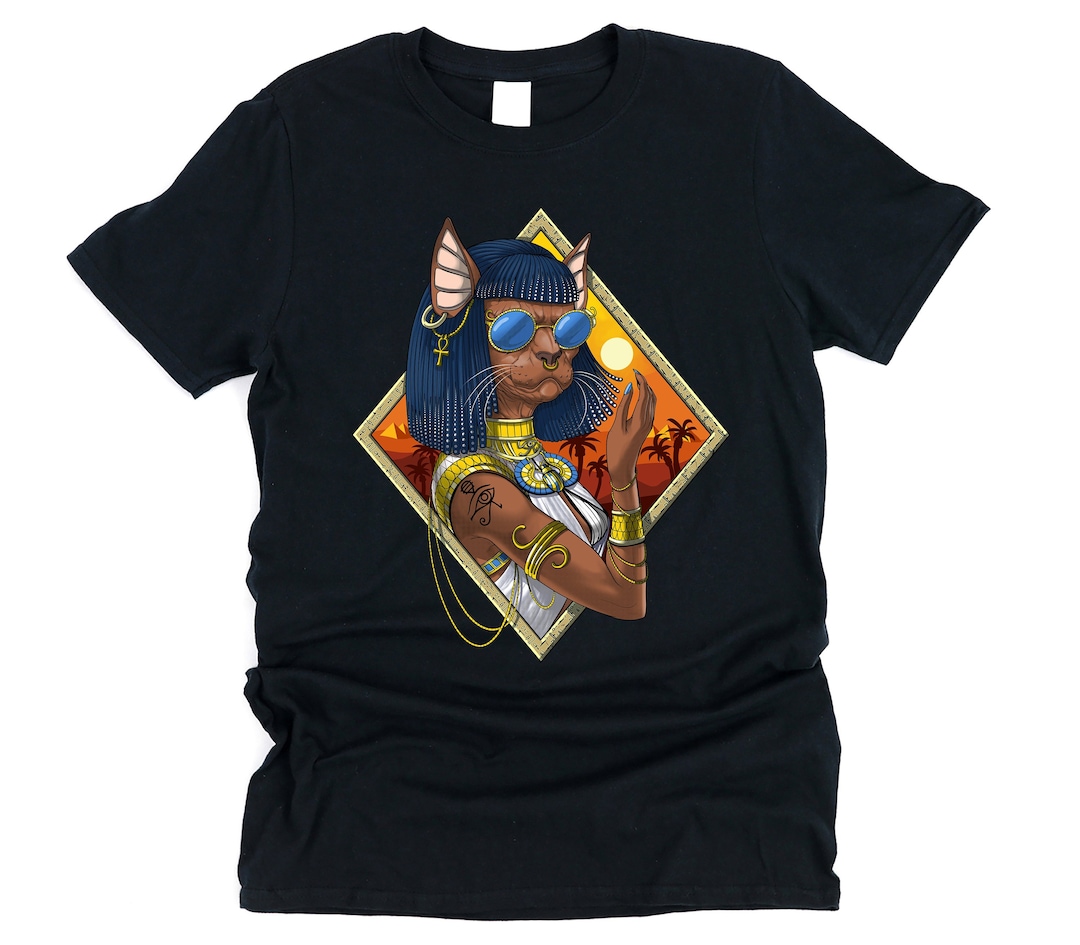 Bastet Egyptian Goddess T-shirt, Egyptian Cat Deity Tee, Sekhmet Shirt ...