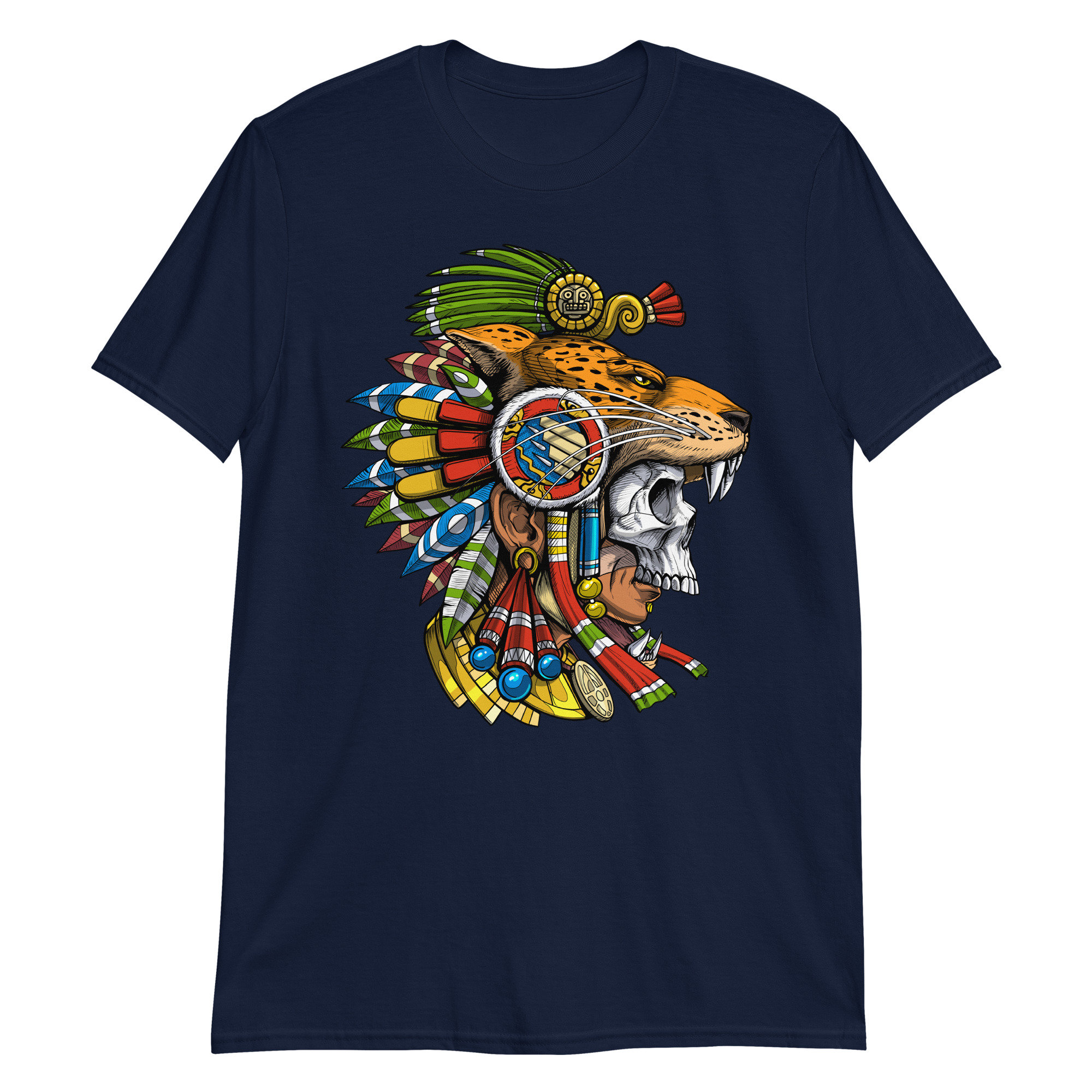 Aztec Jaguar Warrior Mask T-shirt, Aztec Skull Clothing, Aztec Unisex ...