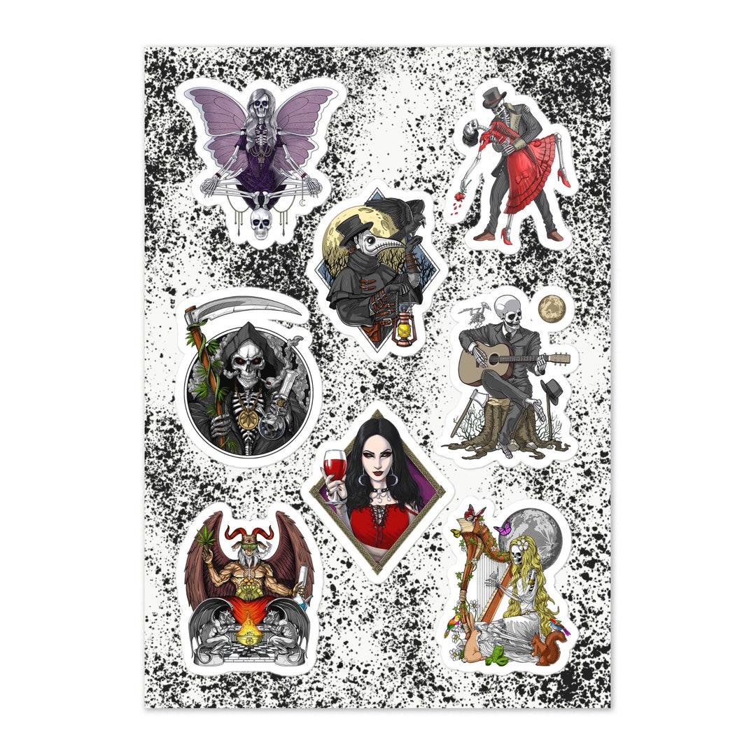 Gothic Sticker Sheet Skeleton Goth Sticker Bundle Macabre Occult ...