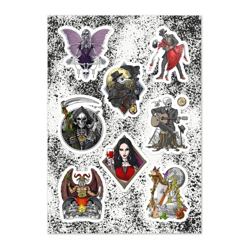 Gothic Sticker Sheet Skeleton Goth Sticker Bundle Macabre - Etsy