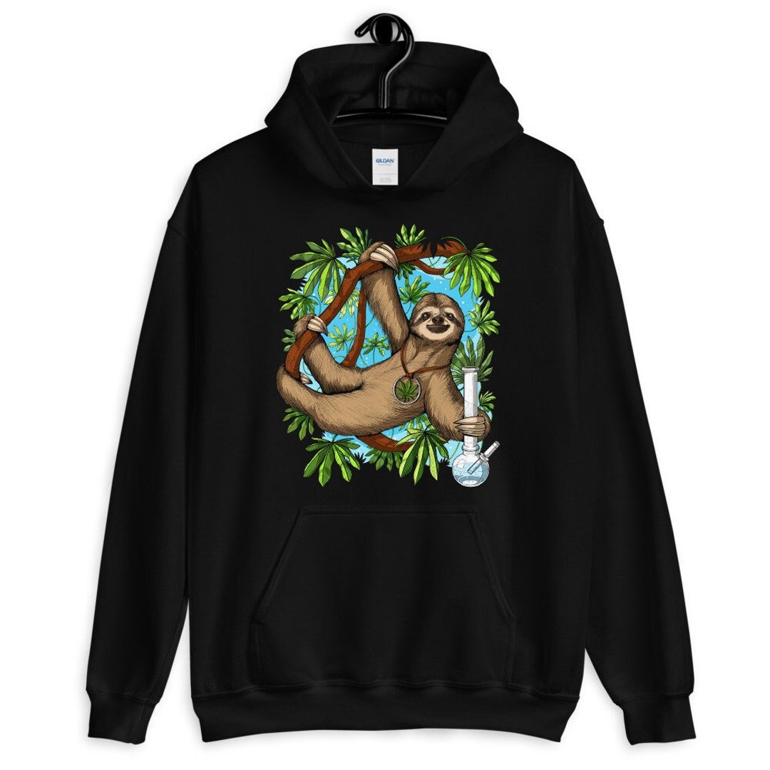 Sloth Smoking Weed Hoodie Hippie Stoner Hoodie Cannabis Marijuana ...