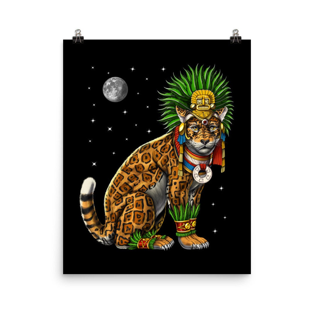 Aztec Jaguar Warrior Poster - Aztec God Art Print - Ancient Mayan ...