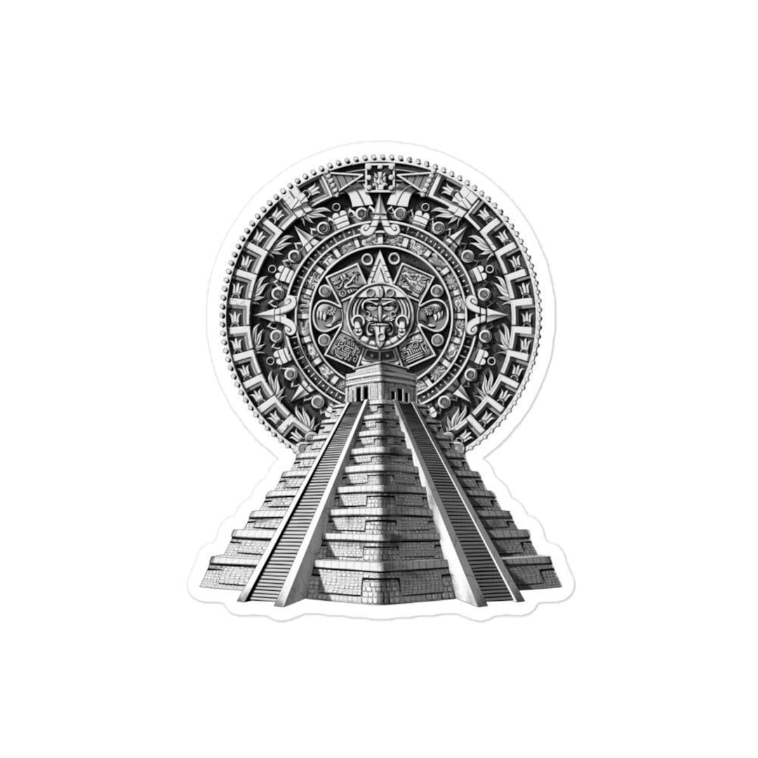 Aztec Pyramid Sticker, Aztec Calendar Sticker, Aztec Mythology Sticker ...