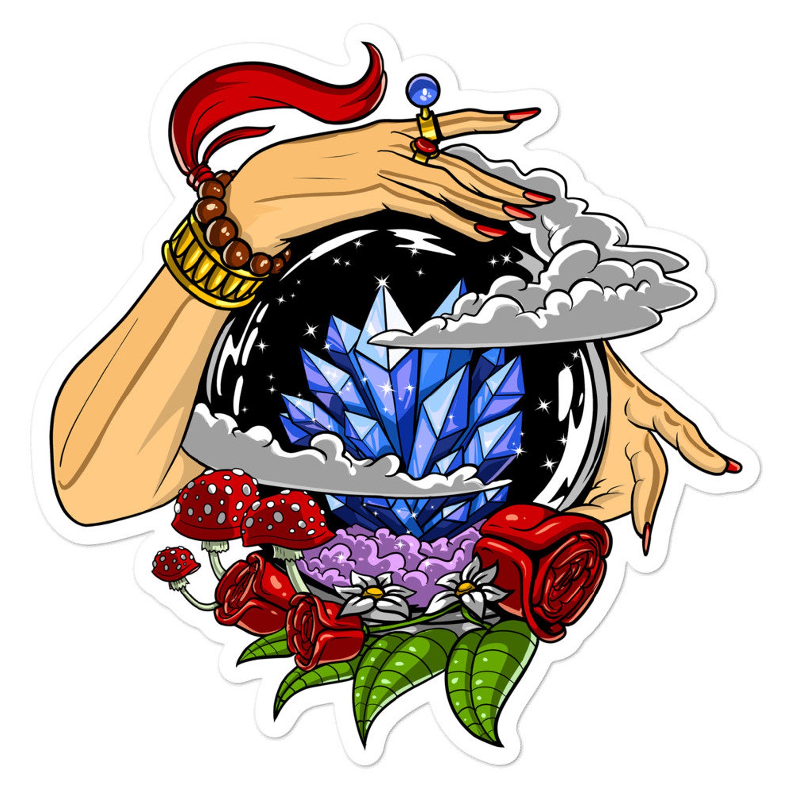 Fortune Teller Sticker Magical Crystal Ball Sticker Floral - Etsy