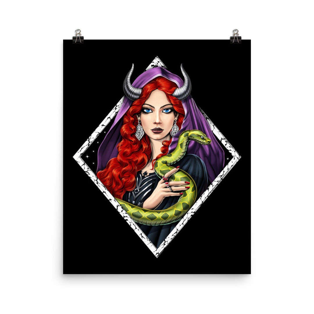 Lilith Goddess Poster, Occult Pagan Art Print, Witchcraft Gothic Wall ...