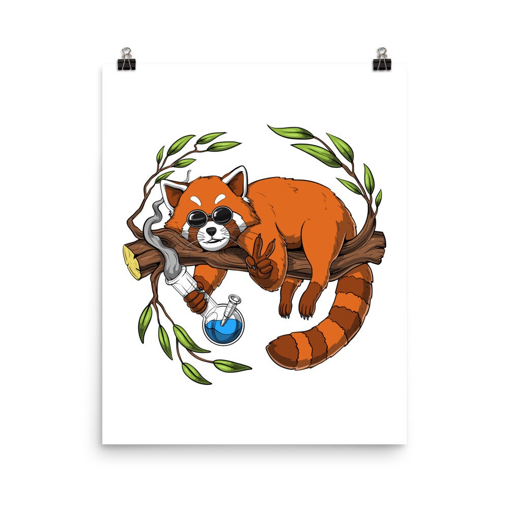 Red Panda Bear Smoking Weed Canvas Poster Cannabis Stoner | Etsy