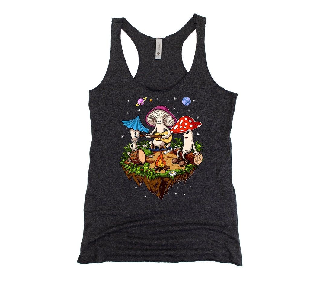 Hippie Mushrooms Camping Womens Tank Top, Psychedelic Mushrooms Tanks ...