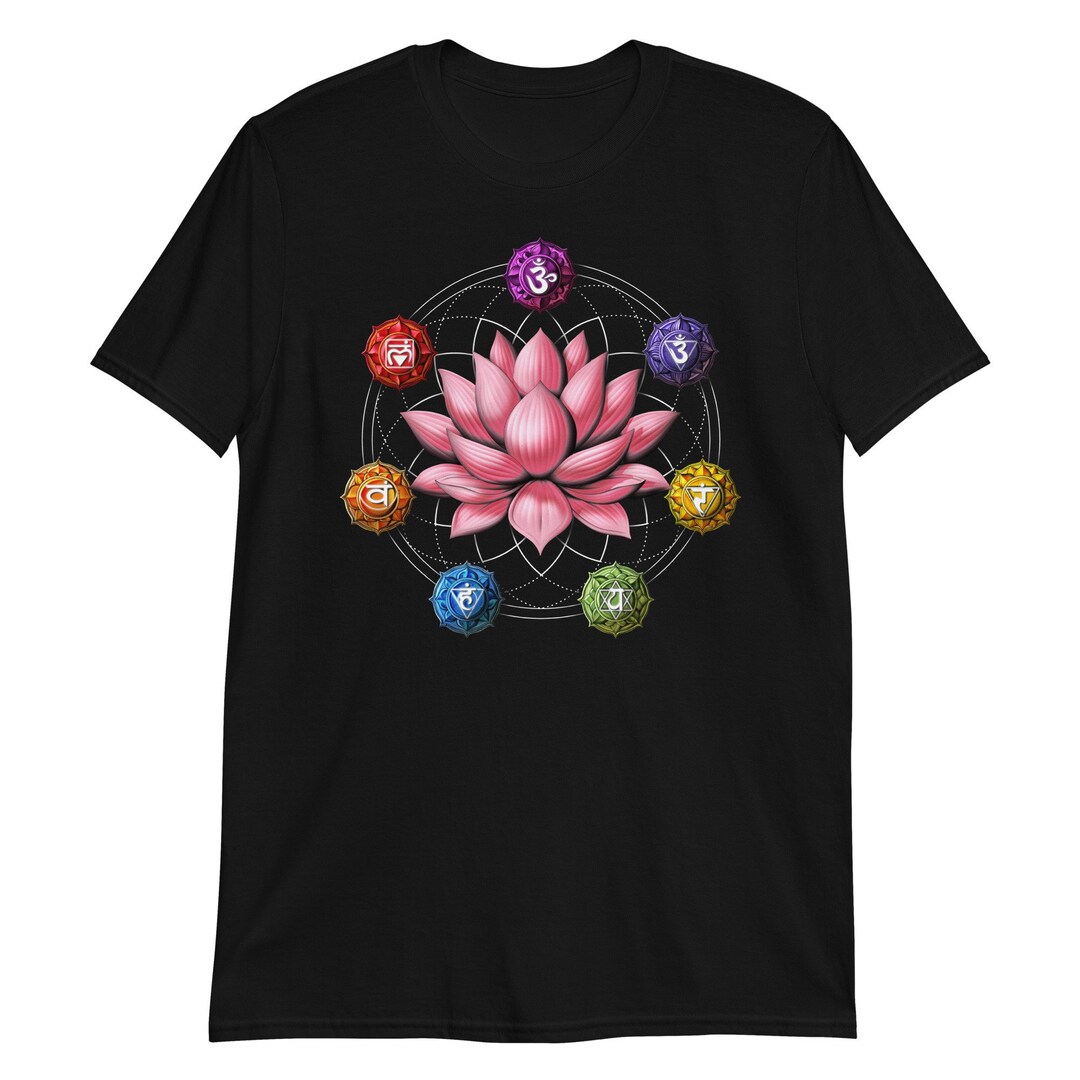 Lotus Chakra Symbols T-shirt, Zen Yoga Shirt, Flower of Life Sacred ...