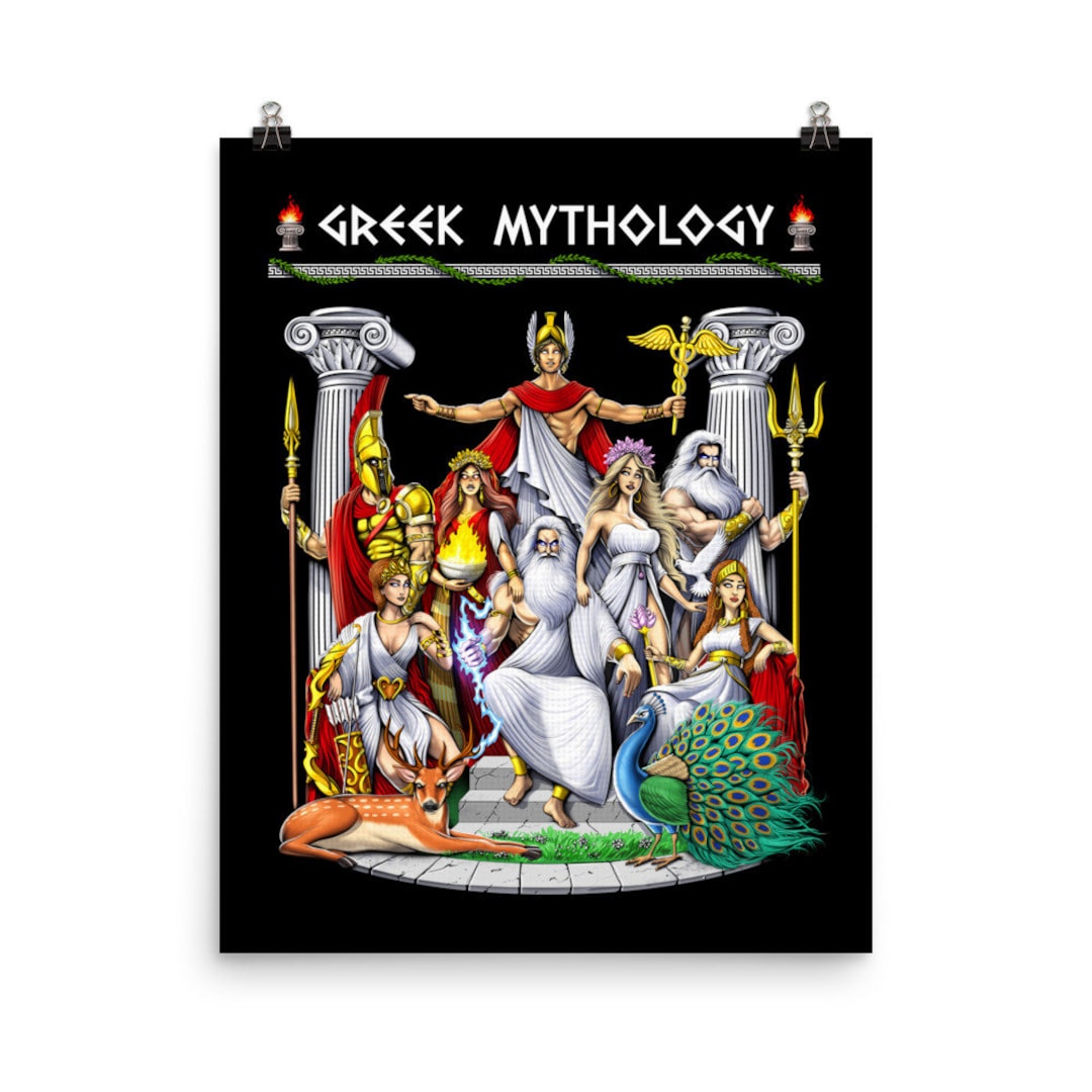 Greek Mythology Gods Poster, Ancient Greece Wall Decor, Greek Goddess ...