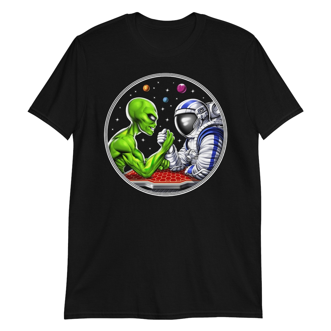 Astronaut Alien Shirt, Arm Wrestling T-shirt, Space Alien Shirt, Arm ...