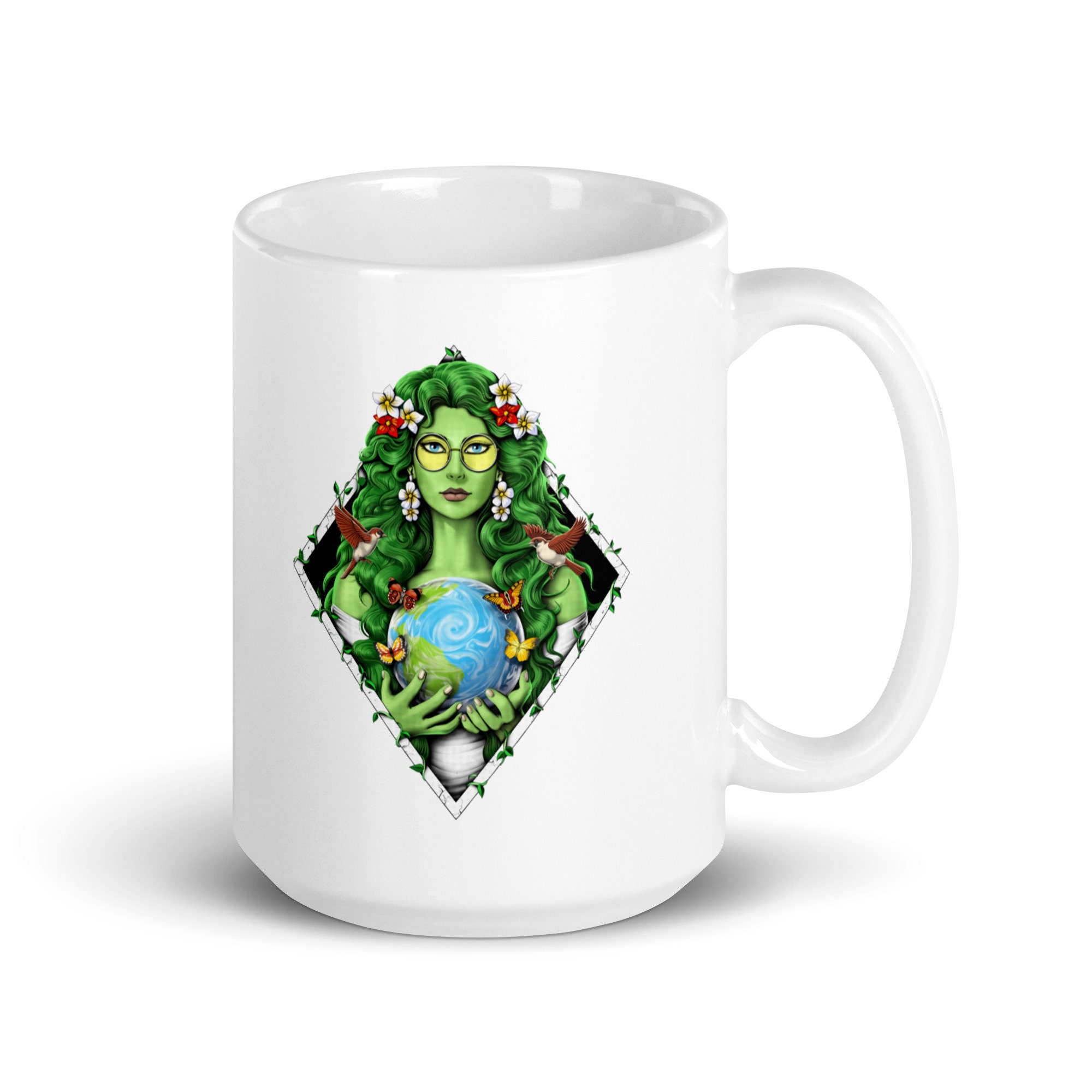 Gaia Mother Earth Coffee Mug, Nature Goddess Mugs, Spiritual Hippie Cup ...