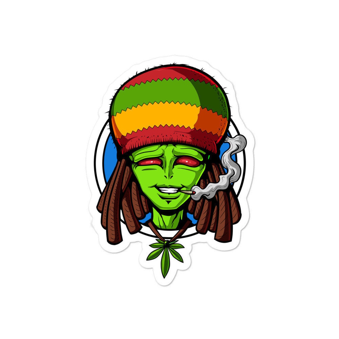 Rasta Alien Smoking Weed Sticker Rastafarian Marijuana Decal | Etsy