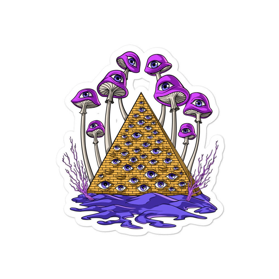 Psychedelic Pyramid Sticker Trippy Pyramid Decal Magic - Etsy