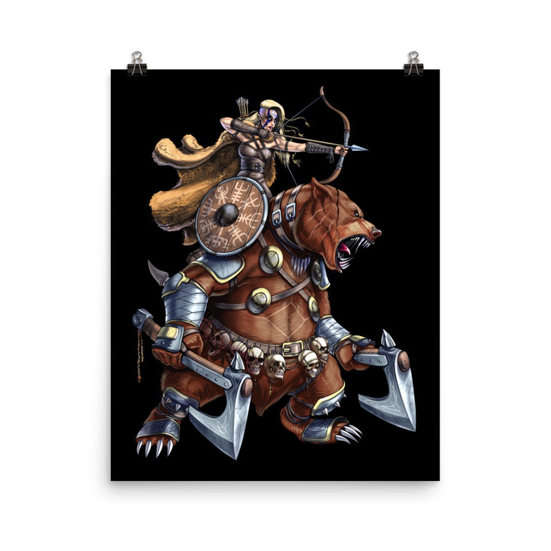 Norse Viking Warrior Poster - Nordic Mythology Wall Decor - Bear Archer ...