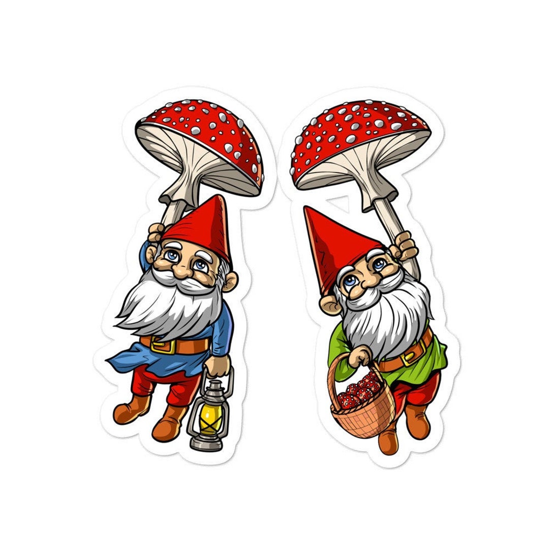 Mushroom Gnomes Sticker, Hippie Sticker, Forest Sticker, Mushrooms ...