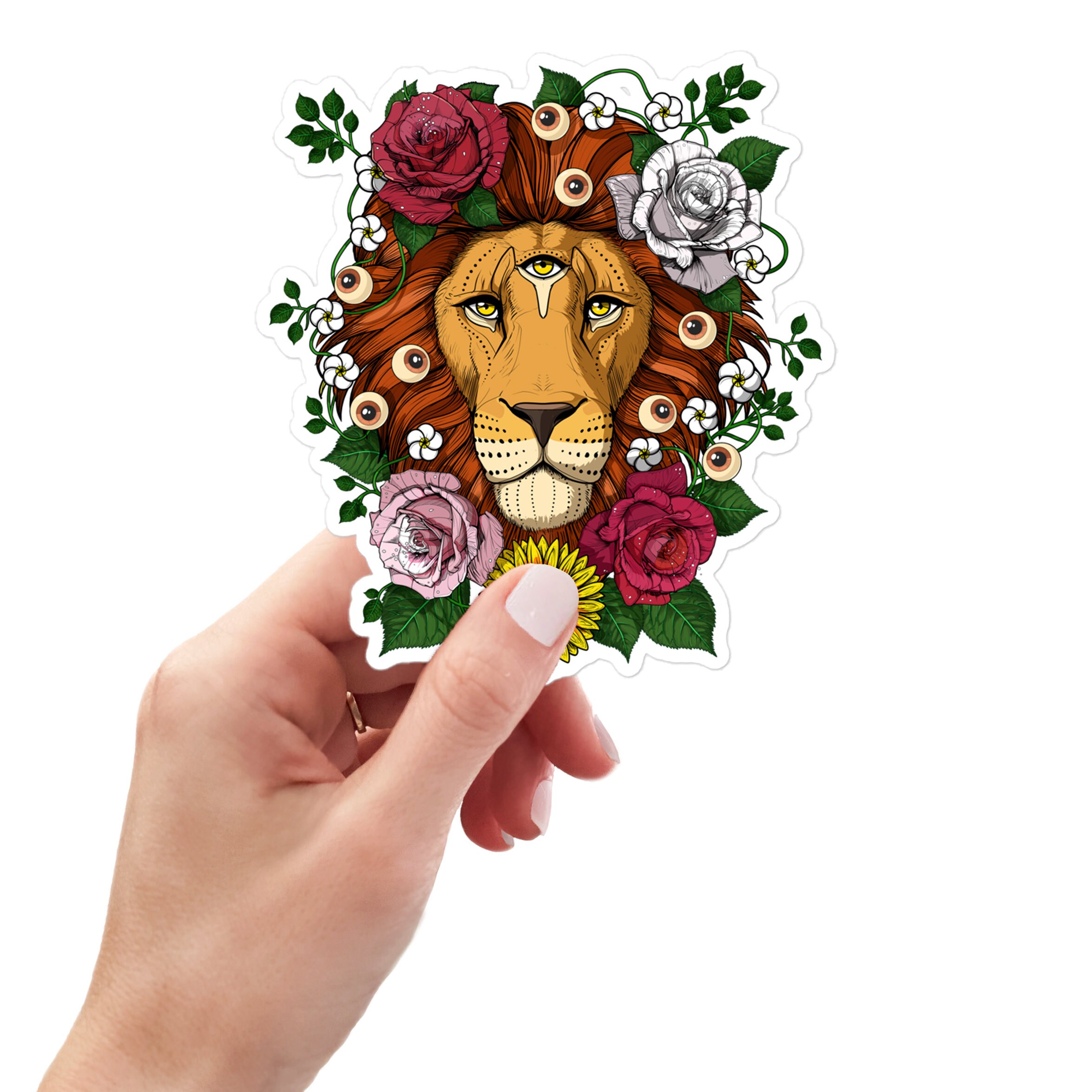 Psychedelic Lion Vinyl Sticker Trippy Lion Sticker Forest - Etsy