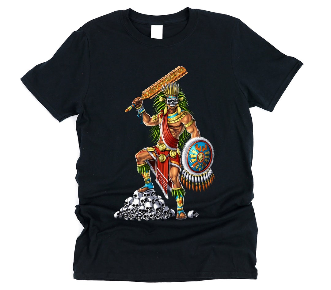 Aztec Skull Warrior T-shirt Aztec Mens Tee Aztec Warrior Clothes Aztec ...