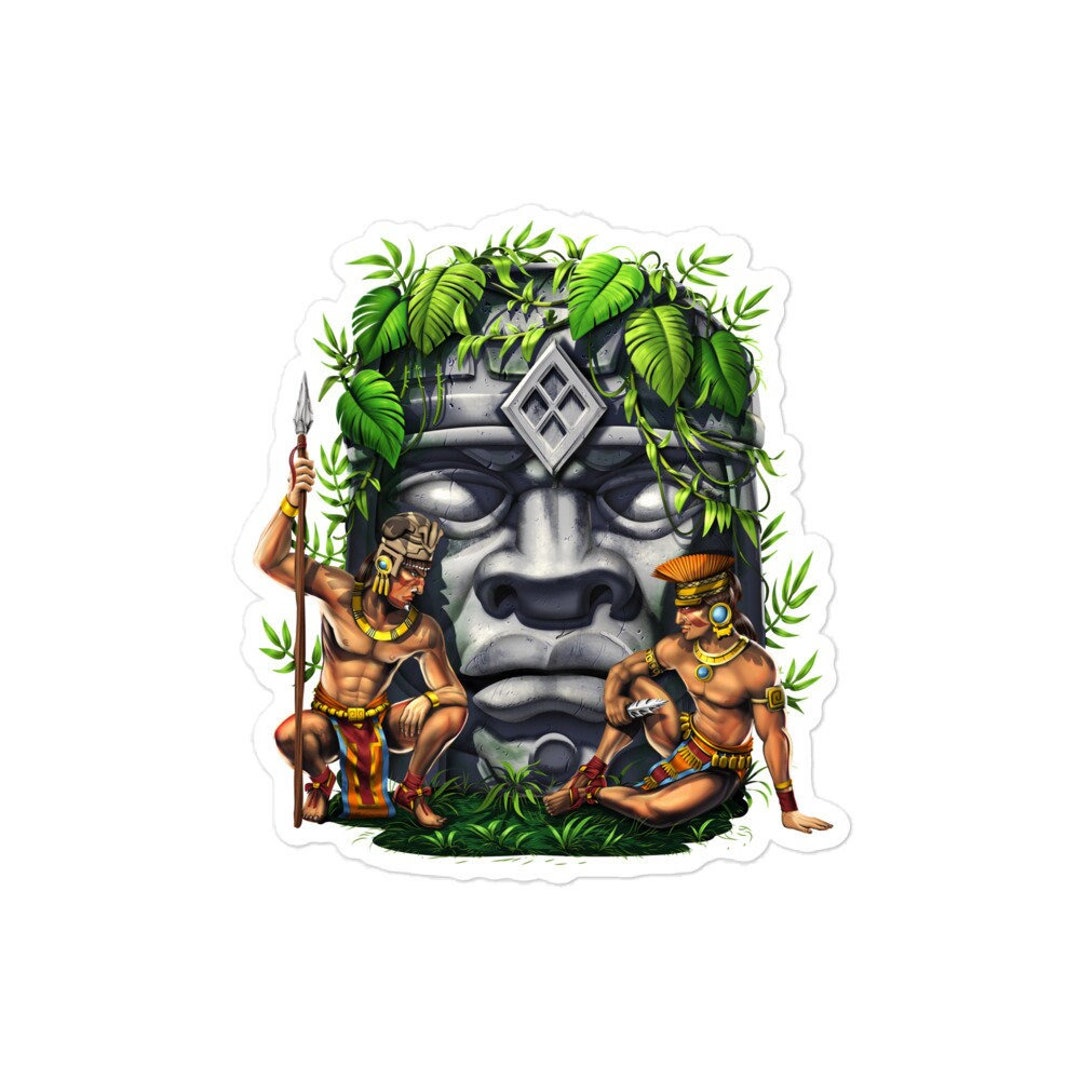 Olmec Head Sticker - Olmec Warriors Sticker - Ancient Mexican ...