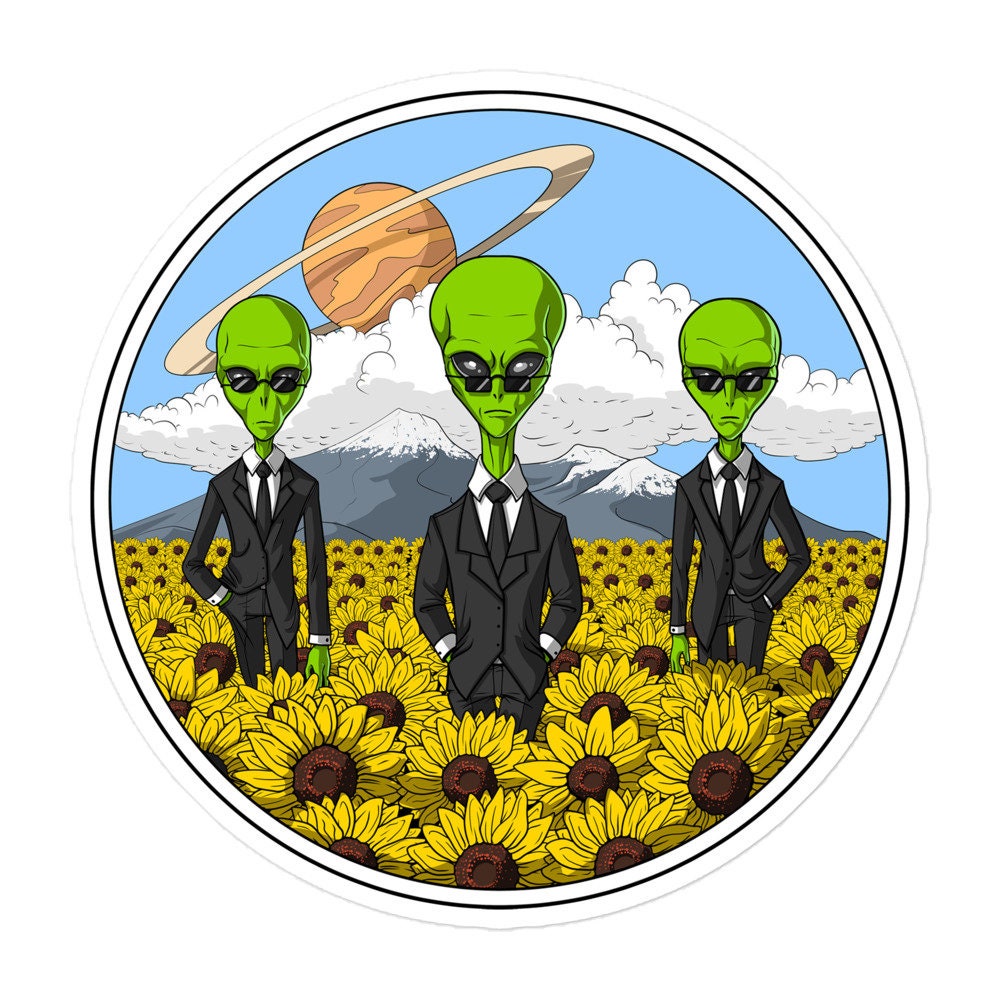 Space Aliens Vinyl Sticker Psychedelic Alien Sticker - Etsy