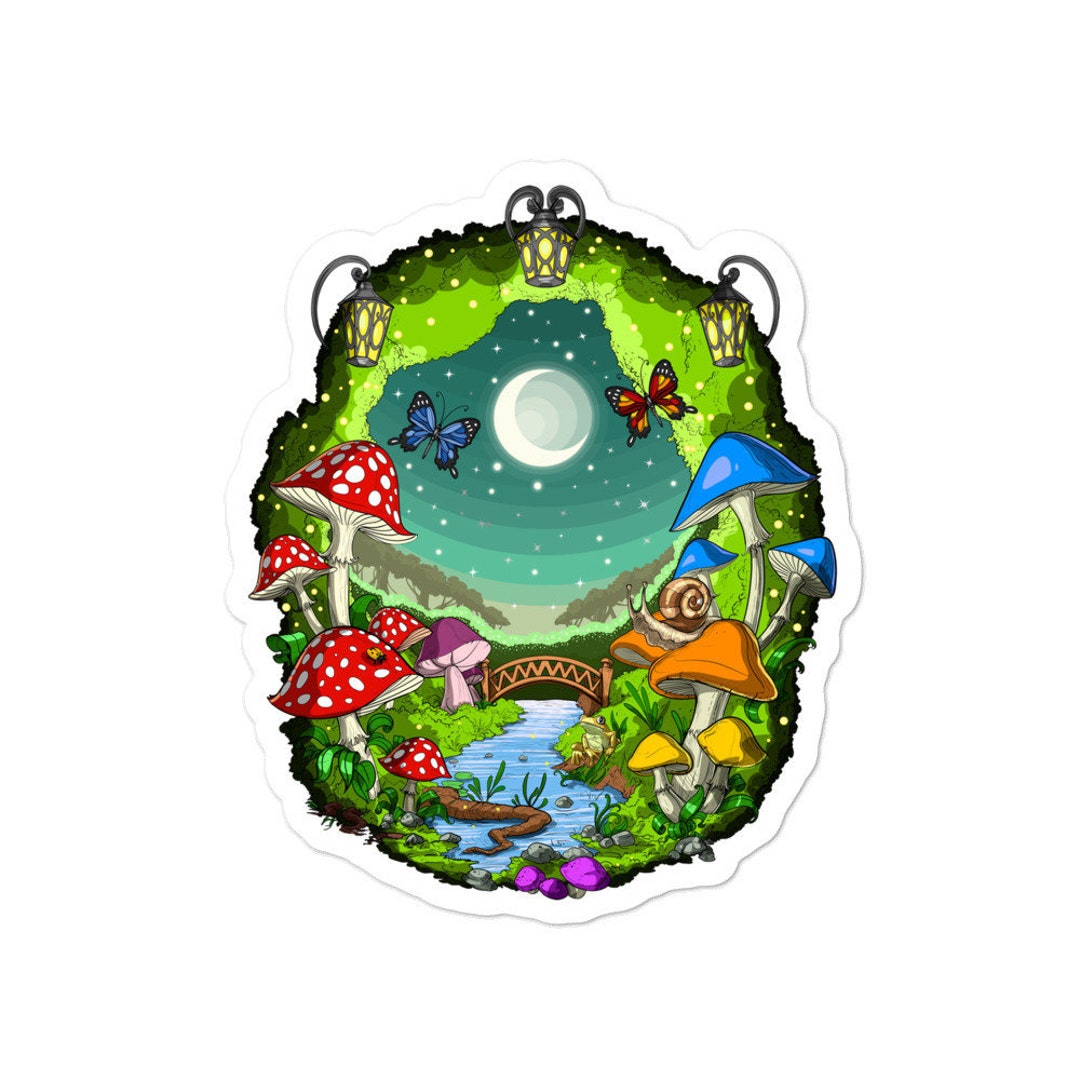 Mushroom Forest Sticker, Fungi Vinyl Sticker, Mushroom Decals ...