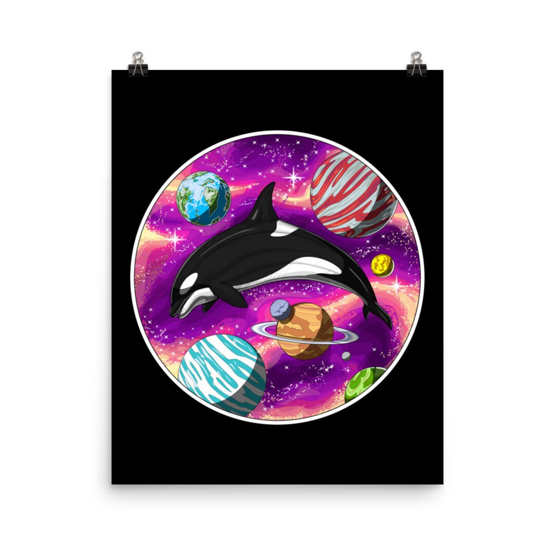 Psychedelic Orca Whale Poster, Space Orga Wall Decor, Trippy Orca Art ...