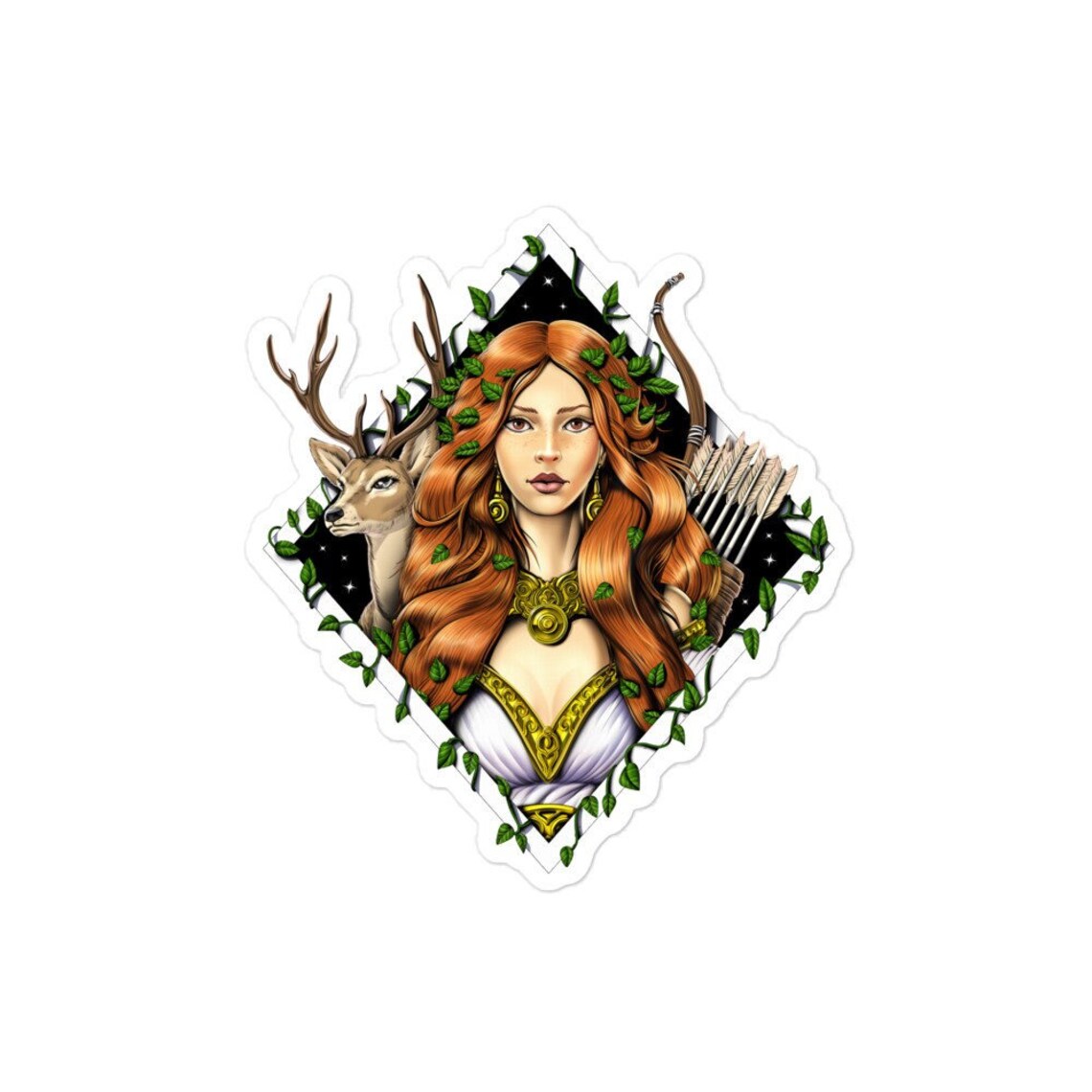 Greek Goddess Artemis Sticker, Ancient Greece Sticker, Greek Mythology ...