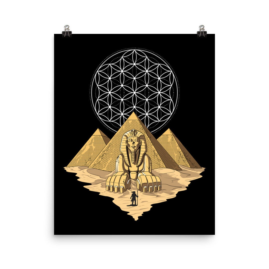 Egyptian Pyramids Poster - Sphinx Wall Decor - Sacred Geometry Art ...