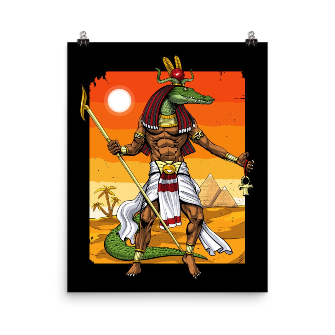 Egyptian God Sobek Poster - Crocodile Pharaoh Deity Wall Decor ...