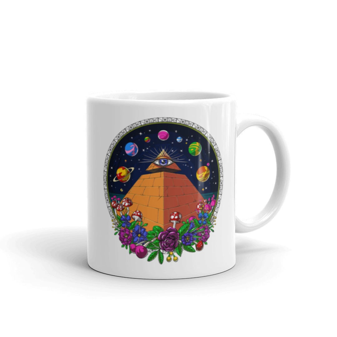 Psychedelic Egyptian Pyramid Mug, All Seeing Eye Mug, Illuminati Coffee ...