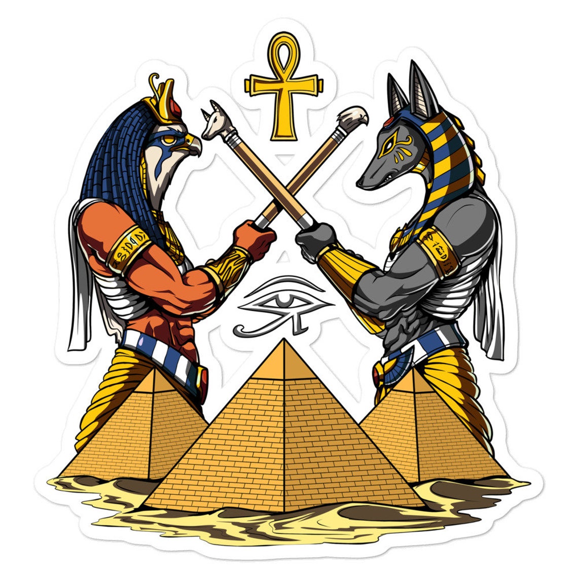 Egyptian Gods Anubis Sticker Eye of Horus Decal Ankh Cross - Etsy
