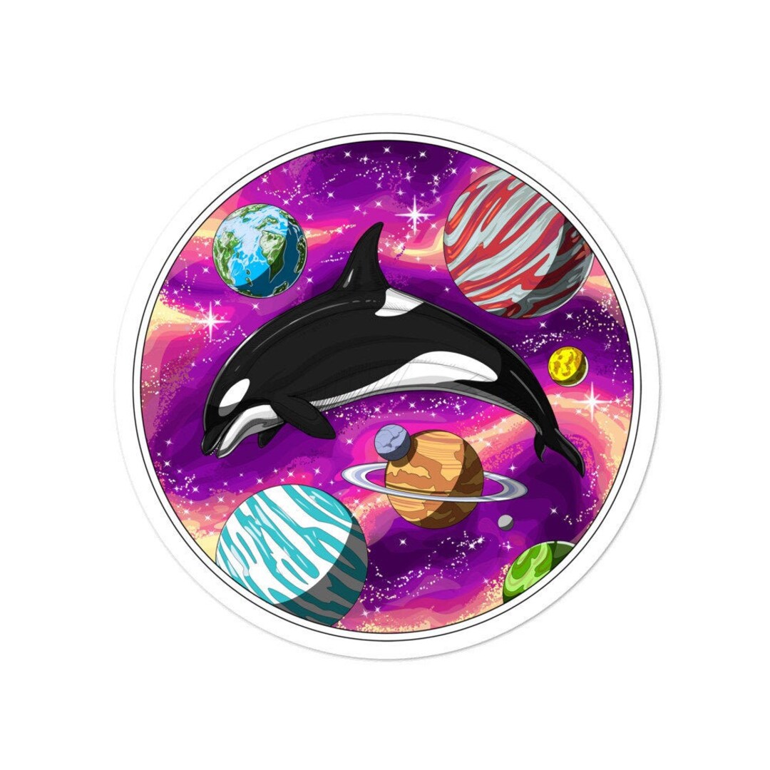 Psychedelic Orca Whale Sticker Trippy Orca Vinyl Sticker Space Stickers ...