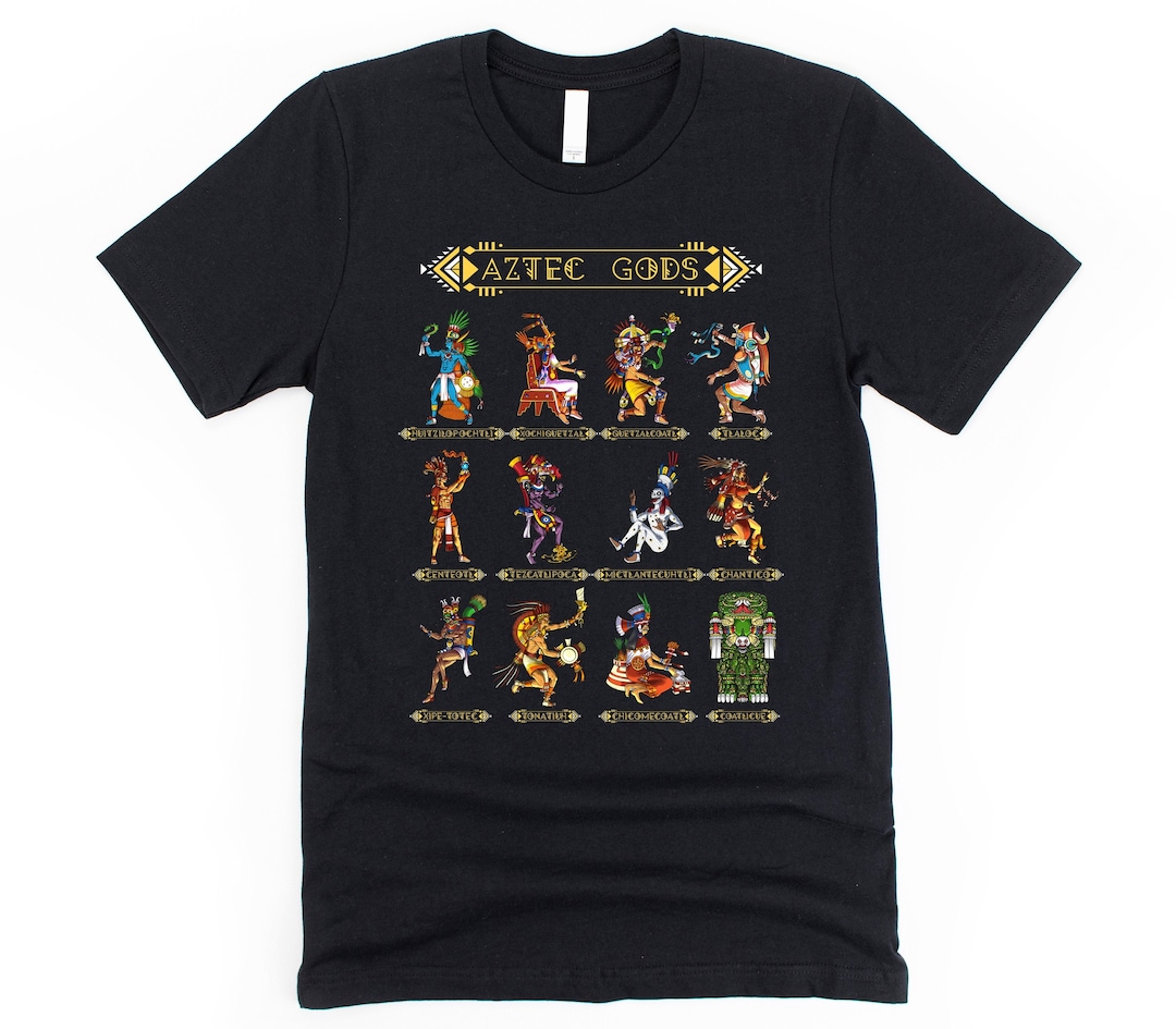 Aztec Mythology Gods T-shirt Aztec Mens Tee Aztec Deity Clothing Aztec ...