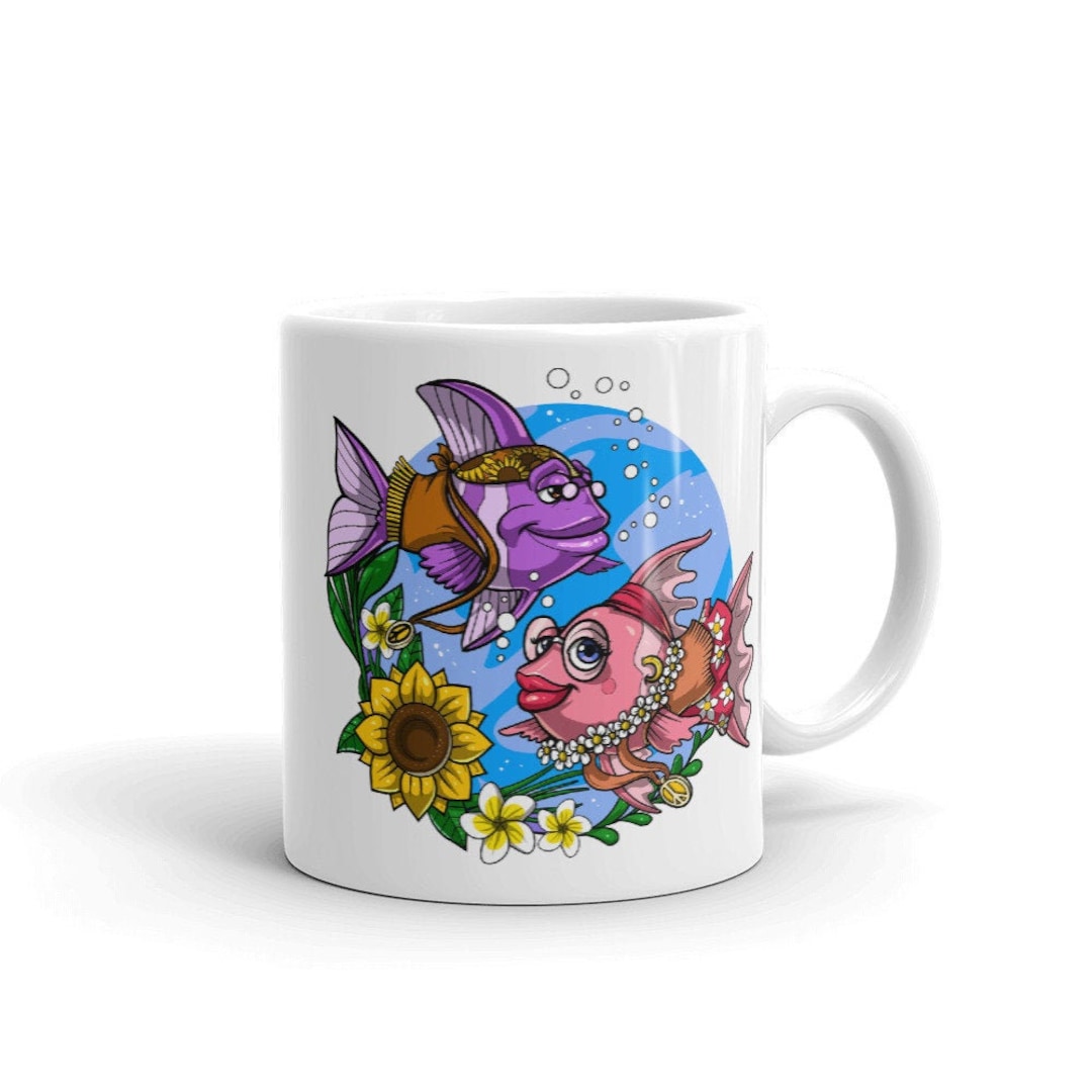 Fish Mug, Sunflower Mug, Floral Mugs, Nature Coffee Mug, Flowers Mug ...