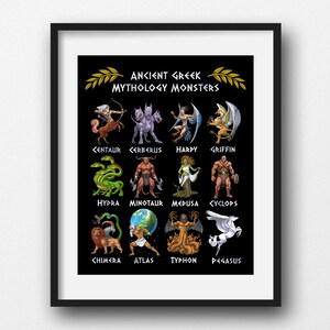 Greek Mythology Mythical Creatures Canvas Poster Ancient - Etsy