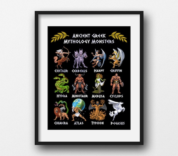 Greek Mythology Mythical Creatures Canvas Poster Ancient - Etsy