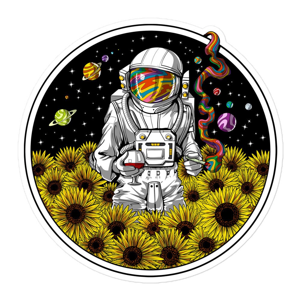 Psychedelic Astronaut Sticker Space Sunflowers Sticker - Etsy