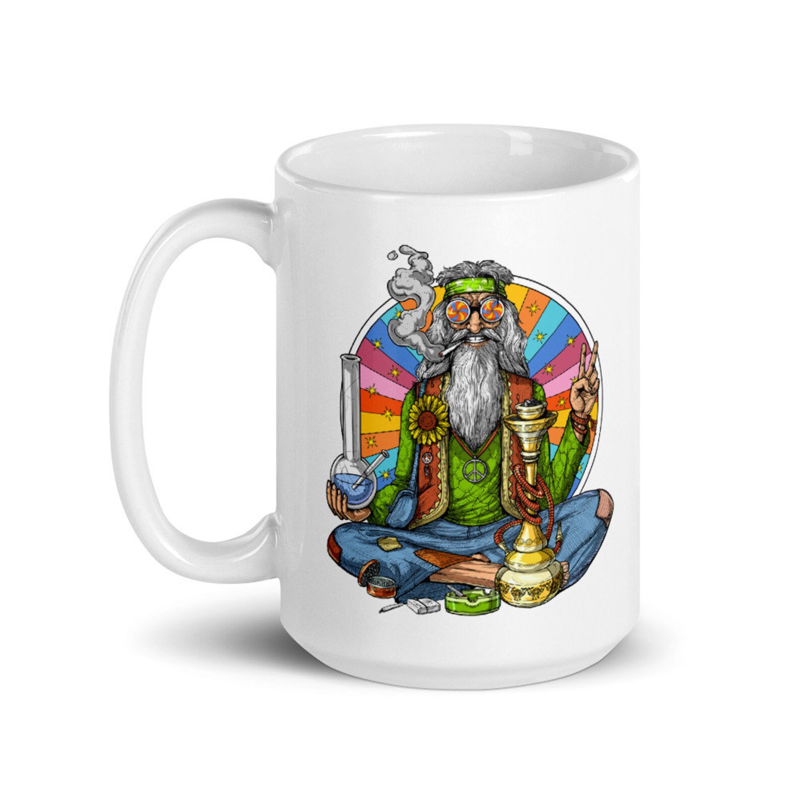 Hippie Stoner Smoking Weed Bong Mug Psychedelic Cannabis Mug | Etsy