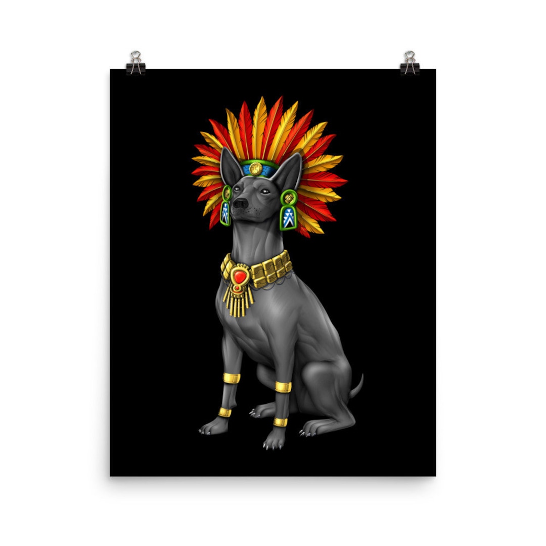 Aztec Xolo Dog Poster, Xoloitzcuintli Poster, Xoloitzcuintle Dog Art ...