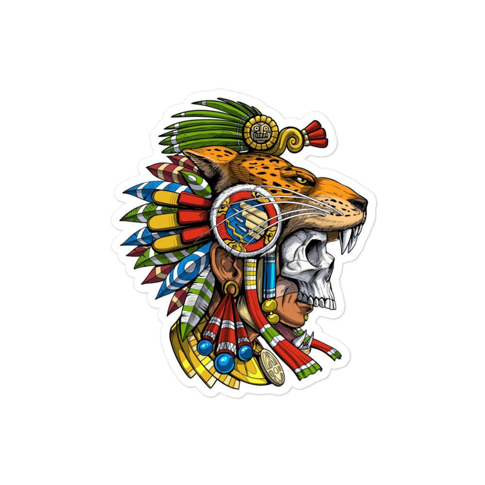 Aztec Jaguar Warrior Mask Sticker Aztec Skull Stickers - Etsy