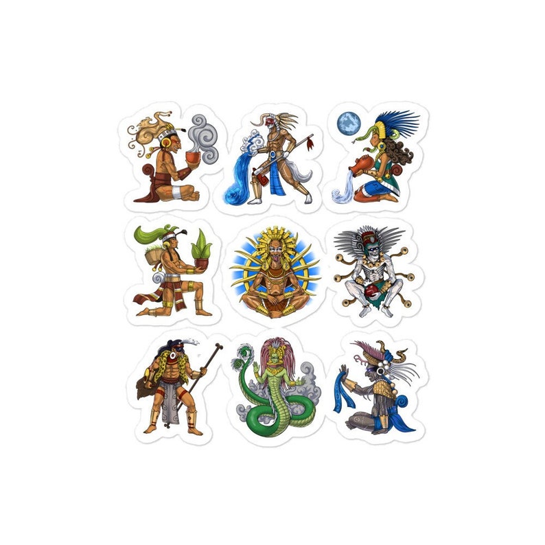 Ancient Mayan Mythology Gods Sticker - Aztec Civilization Deities ...