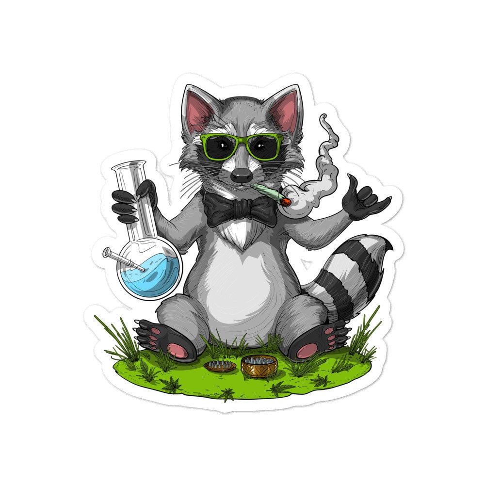 Raccoon Smoking Weed Sticker Stoner Stickers Cannabis - Etsy