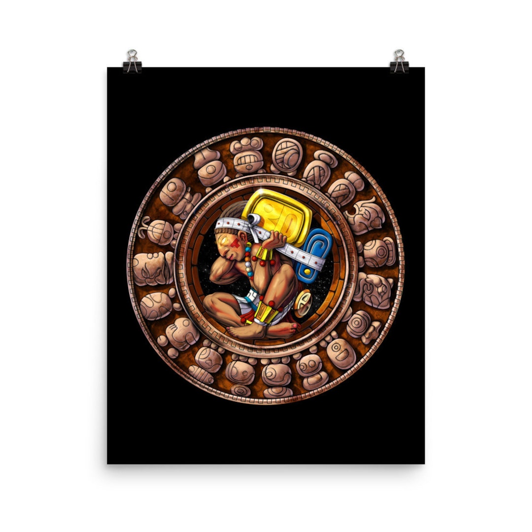 Mayan Calendar Poster - Aztec Mythology Art Print - Mayan Gods Poster ...