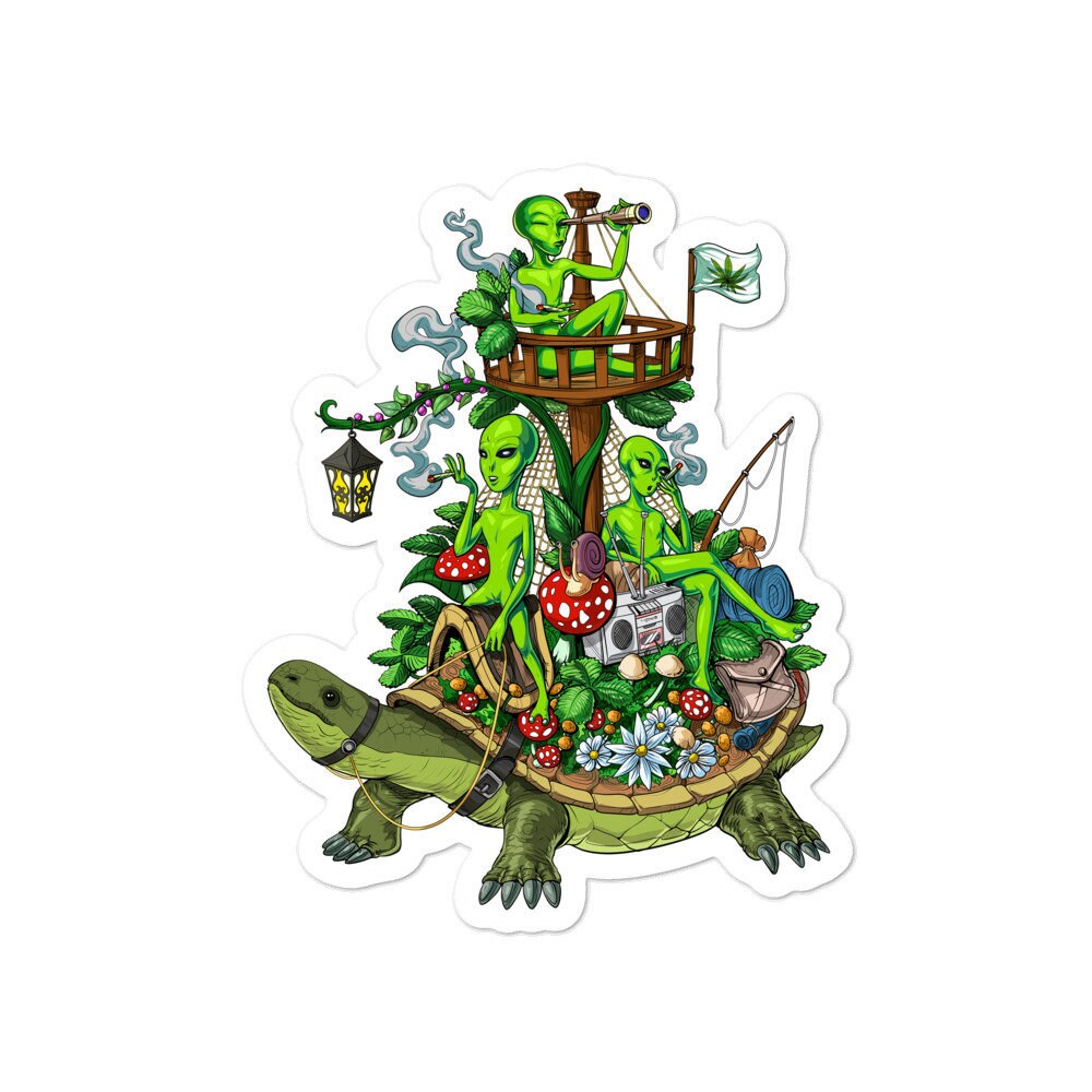 Psychedelic Aliens Smoking Weed Sticker Marijuana Cannabis - Etsy