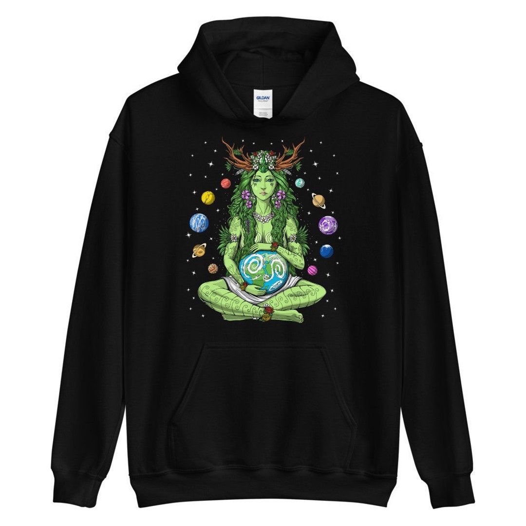 Gaia Mother Earth Hoodie, Spiritual Hippie Environmental Hoodie, Nature ...