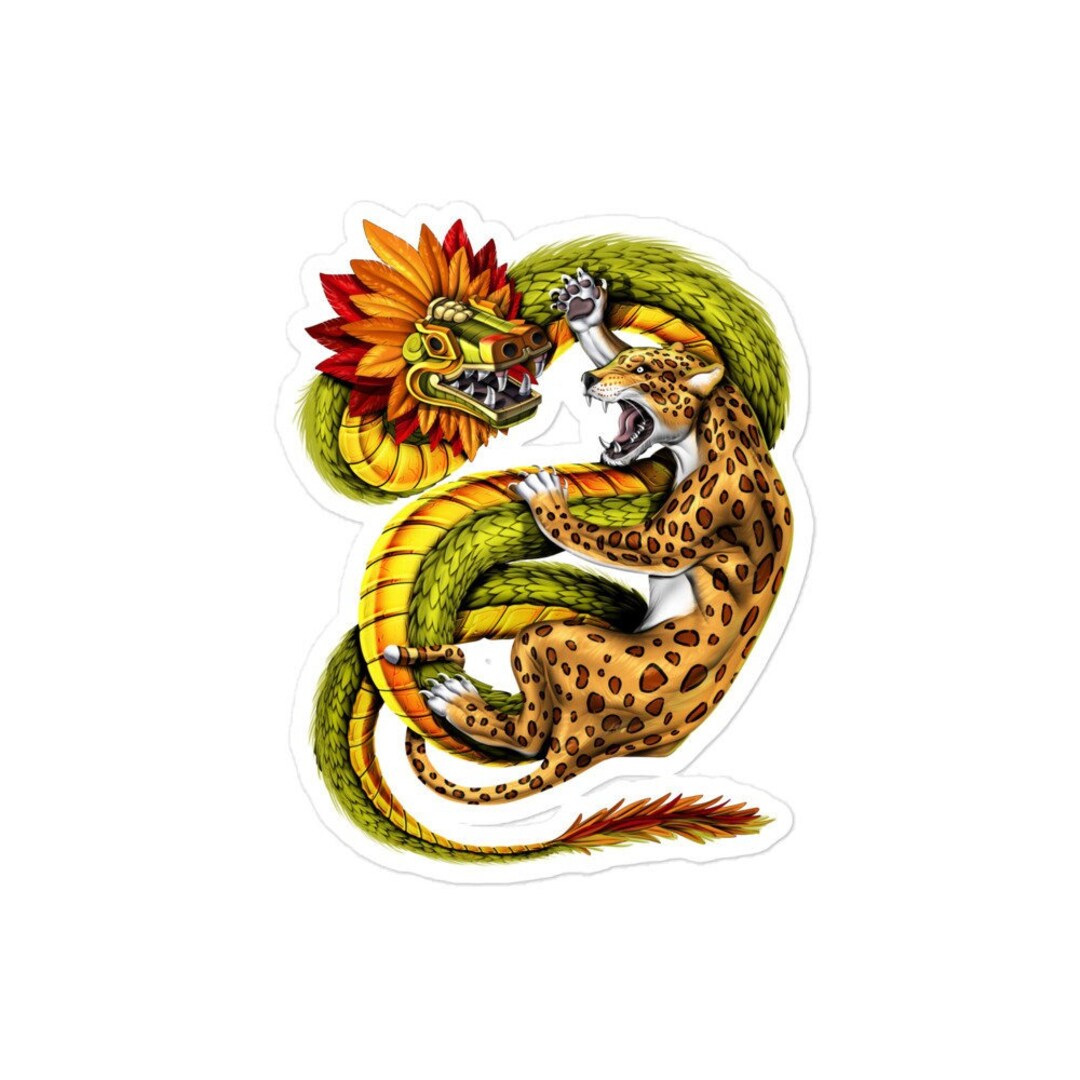 Aztec God Quetzalcoatl Sticker, Aztec Jaguar Decal, Ancient Aztec ...